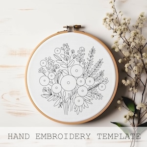 Simple Wildflowers Embroidery Pattern, Instant Download, Beginner ...
