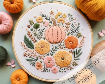 Pumpkin Patch Hand Embroidery Pattern, Pumpkin Pattern, Thanksgiving ...