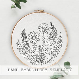Wild Daisy Embroidery Pattern, Botanical Embroidery, PDF Pattern ...