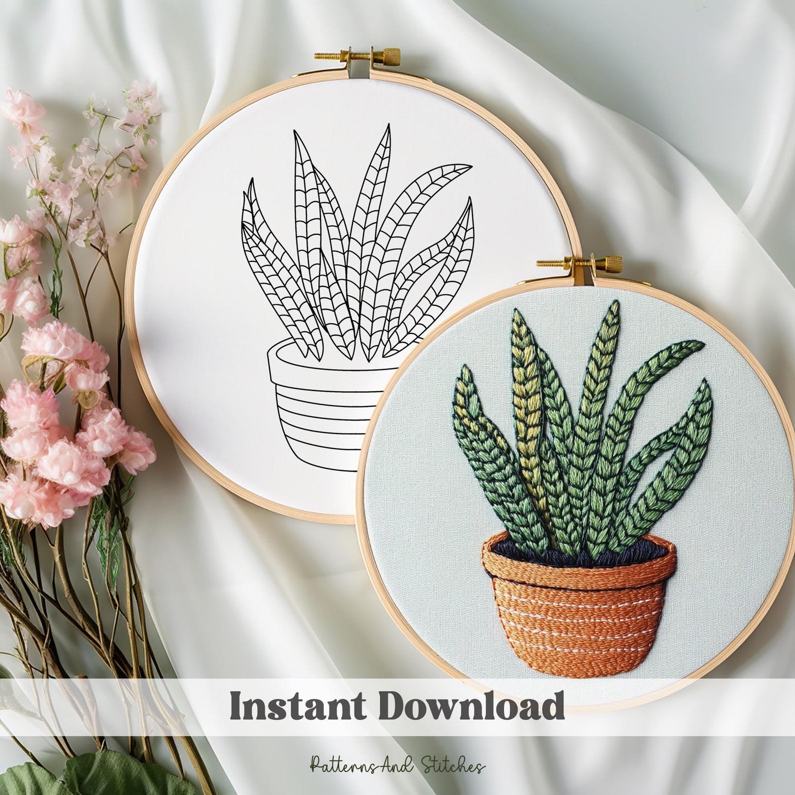 Botanical Plant Embroidery Pattern: Floral Design (digital Download) - Etsy