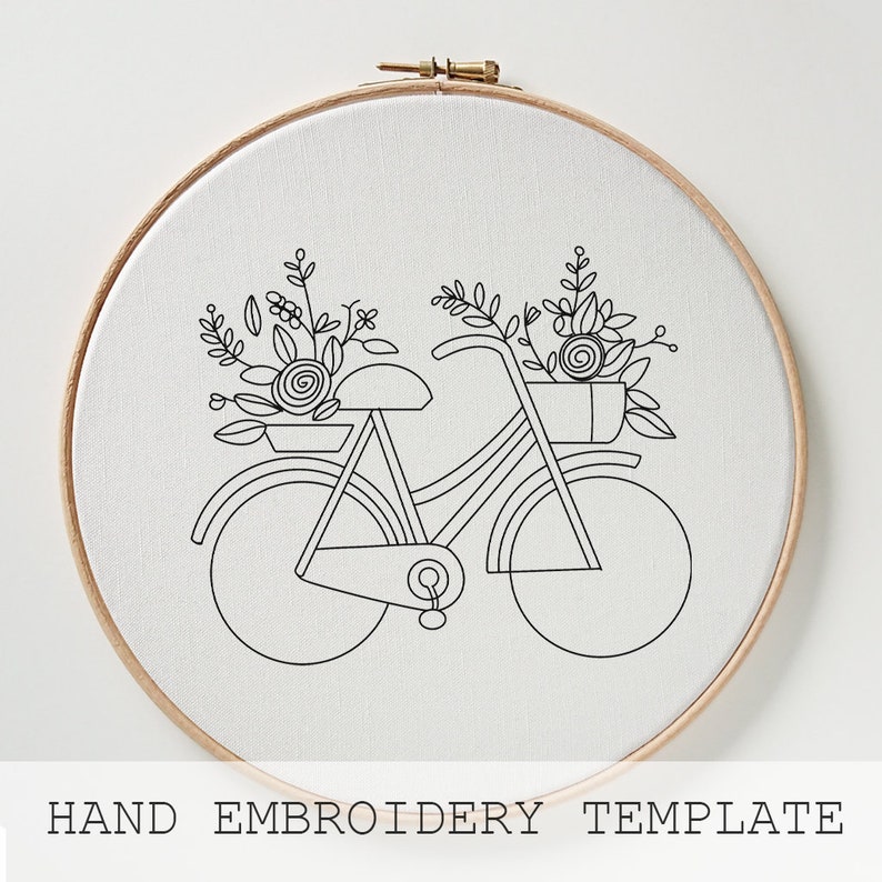 Spring Embroidery Pattern, Bicycle Embroidery, Floral Bike Embroidery ...