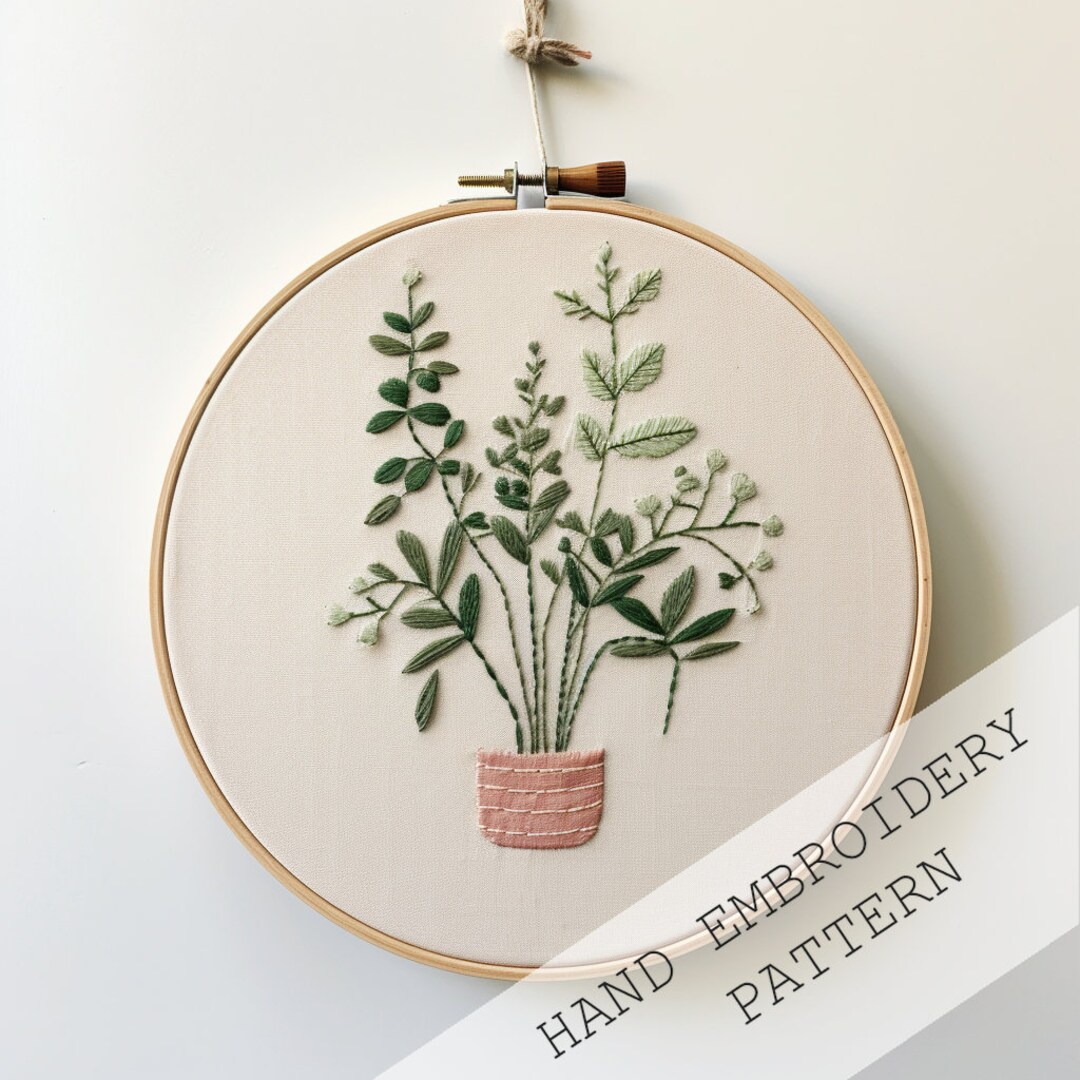 PDF Pattern, Embroidery Design, Plant Lover Gift, Botanical Embroidery ...