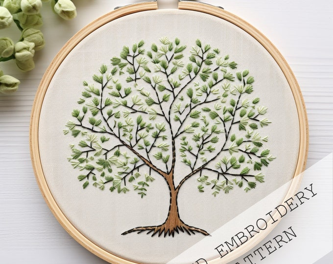Tree of Life Embroidery Pattern Download PDF, Botanical Embroidery ...