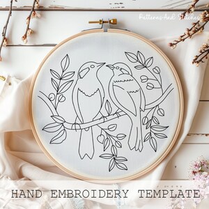 Magpie Bird Embroidery Pattern: Modern Cottagecore Decor (PDF) - Etsy