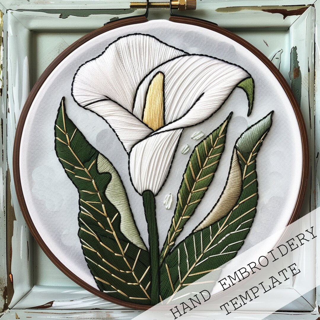 Calla Lily Embroidery Template, Instant Download, Beginner Embroidery ...