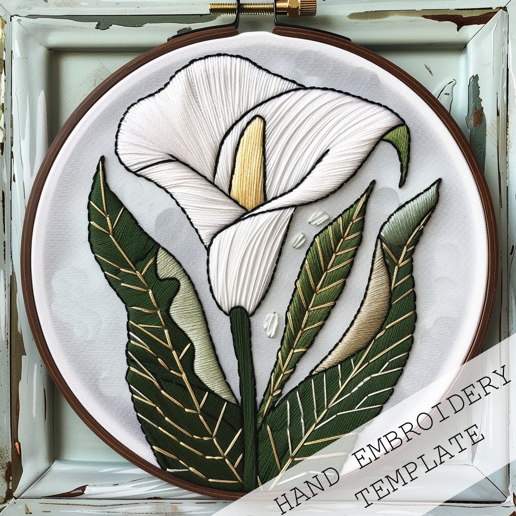 Calla Lily Embroidery Template, Instant Download, Beginner Embroidery ...