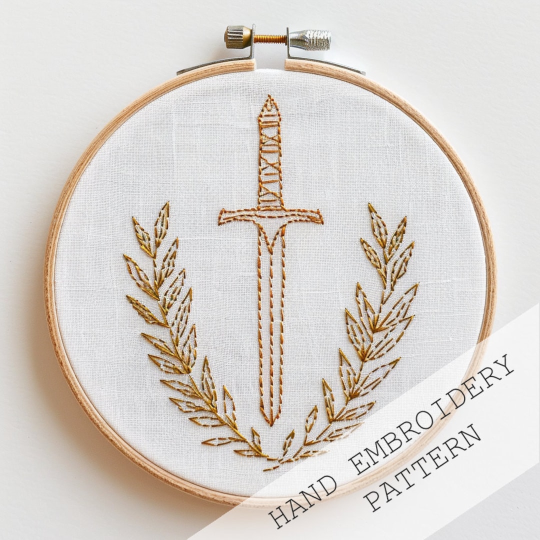 Floral Daggers Embroidery Pattern, Unique Hand Embroidery Pattern ...
