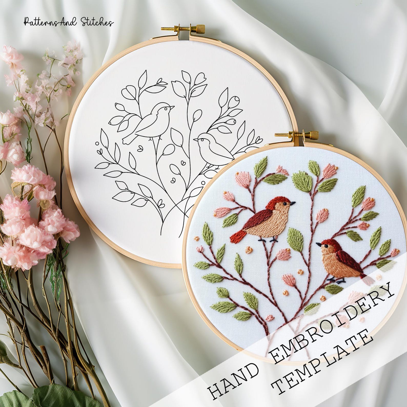 Robin Embroidery Pattern: Spring Bird Thread Painting (digital PDF) - Etsy