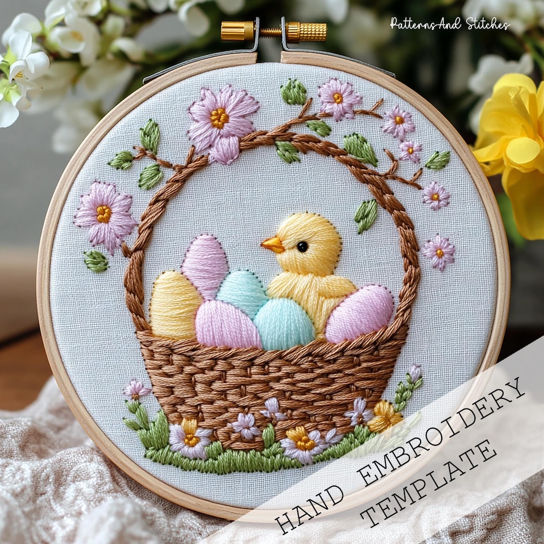 Easter Chick Hand Embroidery Pattern, Easter Gift, Floral Chick ...