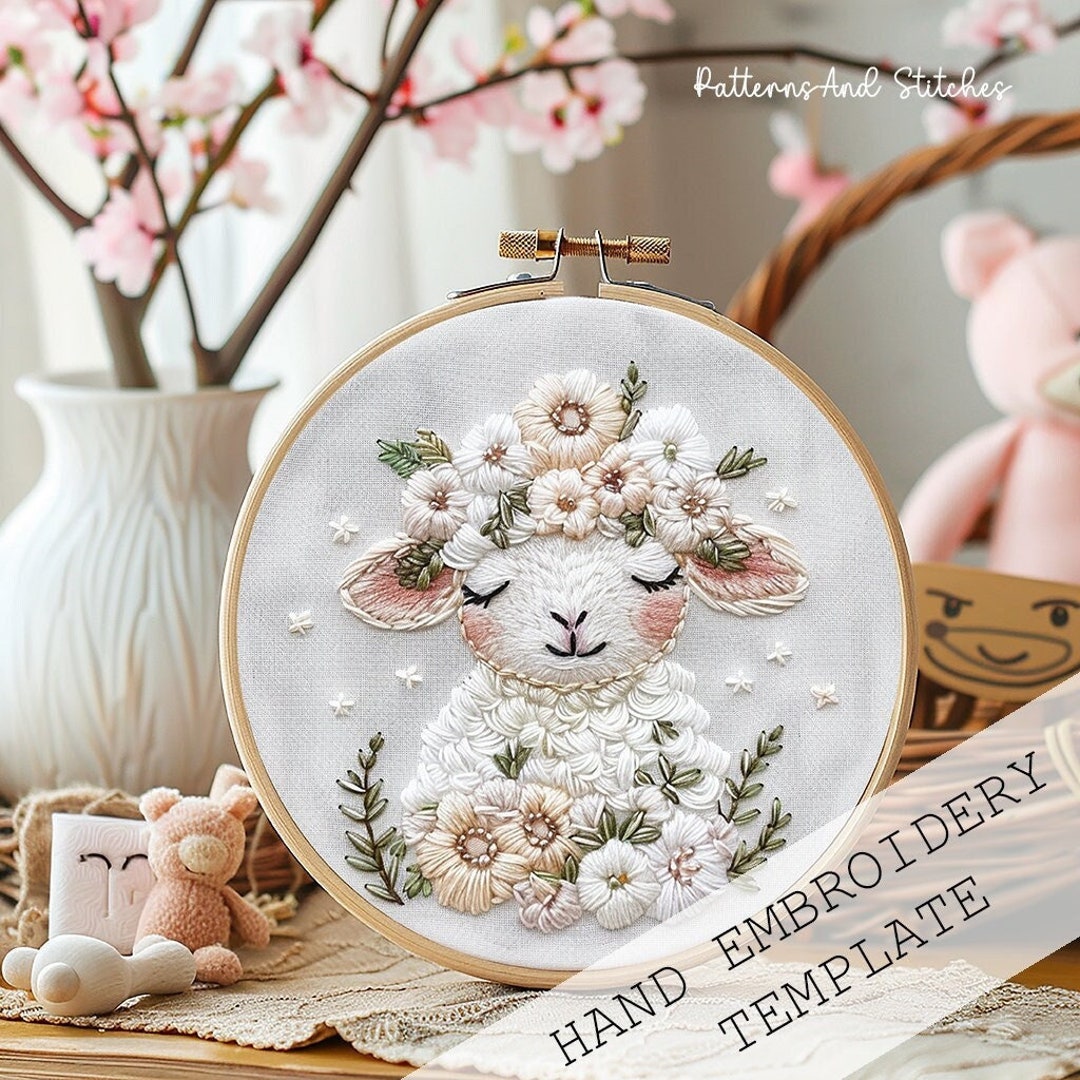 Sheep Hand Embroidery Pattern, Digital Download Embroidery, Animals ...