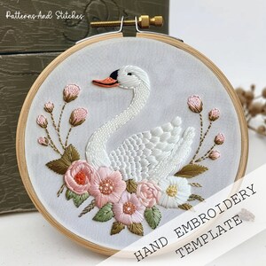 Cute Swan Hand Embroidery Pattern, Embroidery Template, Swan Embroidery ...