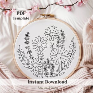 Wild Daisy Embroidery Pattern, Botanical Embroidery, PDF Pattern ...