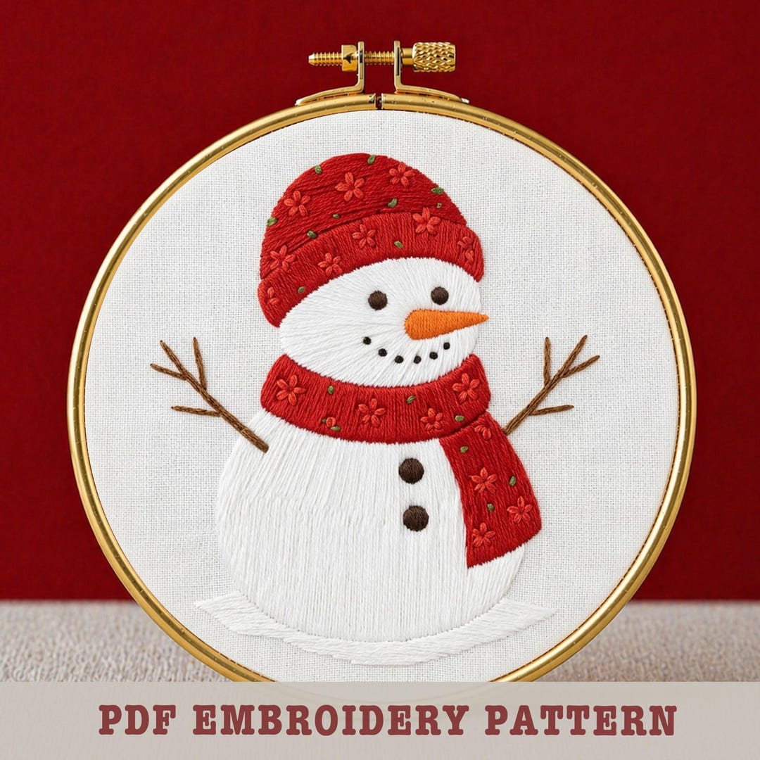 Snowman Embroidery Pattern: DIY Christmas Ornament, Instant Download ...