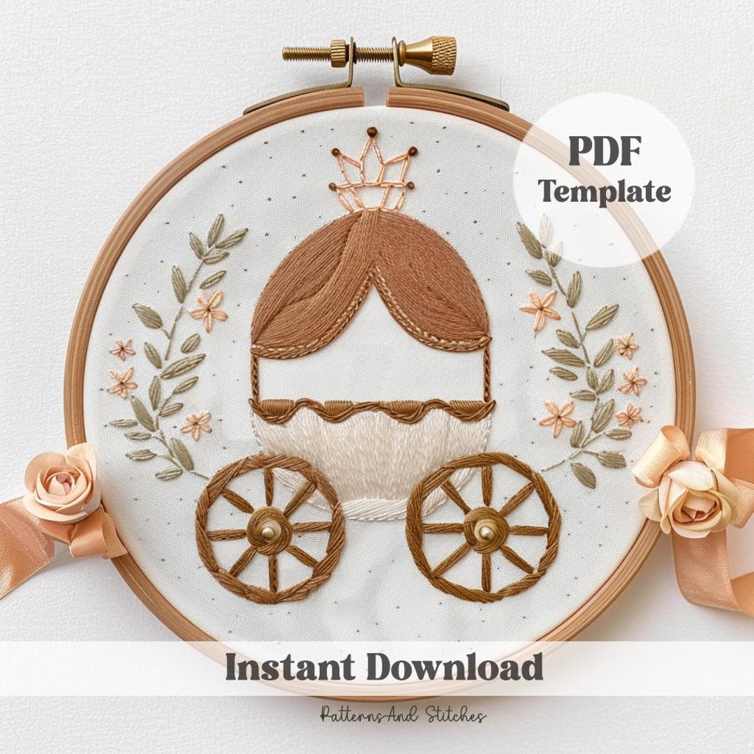 Princess Carriage Embroidery Pattern, Kids Embroidery, PDF File, Hand ...