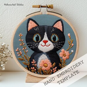 Cat Embroidery Pattern: Simple Kitten Design for Beginners (PDF) - Etsy