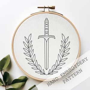 Floral Daggers Embroidery Pattern, Unique Hand Embroidery Pattern ...