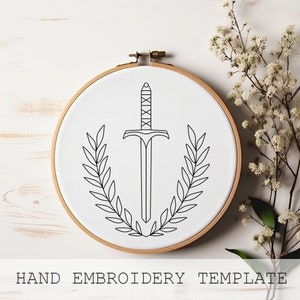 Floral Daggers Embroidery Pattern, Unique Hand Embroidery Pattern ...