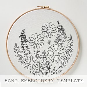 Wild Daisy Embroidery Pattern, Botanical Embroidery, PDF Pattern ...