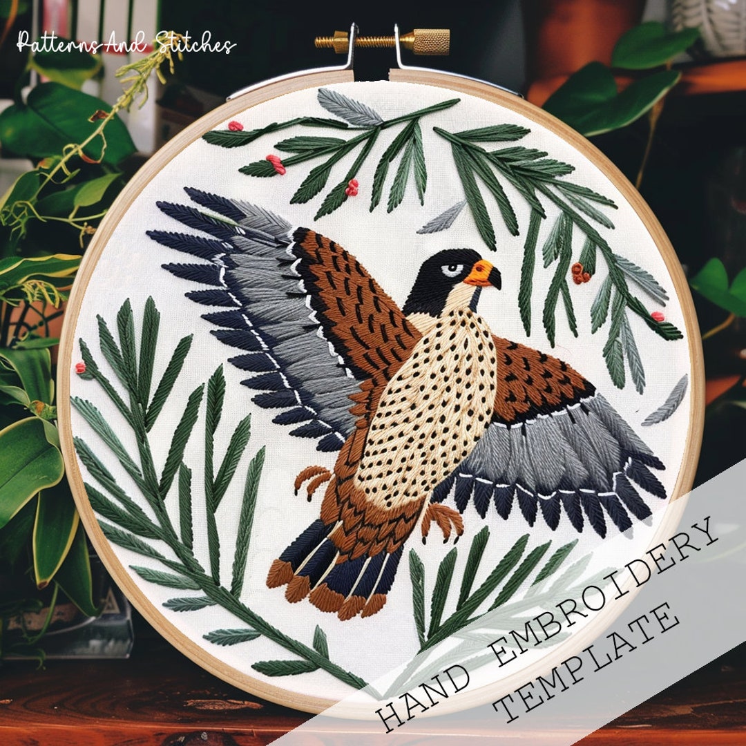 Falcon Embroidery Pattern: American Bird DIY Hoop Art (PDF Pattern) - Etsy
