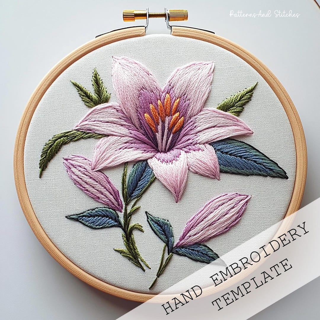 Lily Embroidery Pattern, Easy Embroidery Patter, Beginner Friendly ...