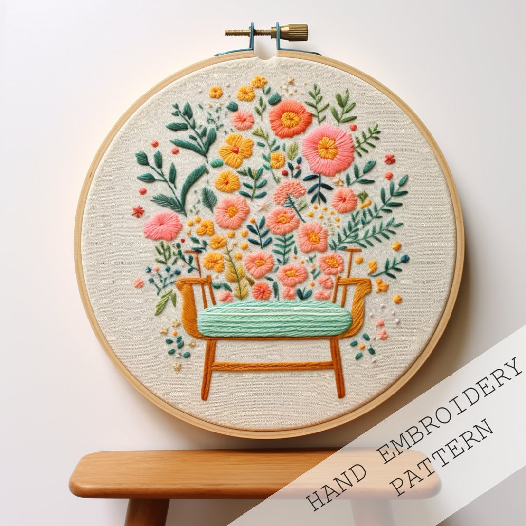 Floral Chair Embroidery Pattern, Vintage Embroidery, Unique Floral ...