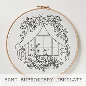 Floral Window Embroidery Pattern, Beginner Hand Embroidery, Beautiful ...