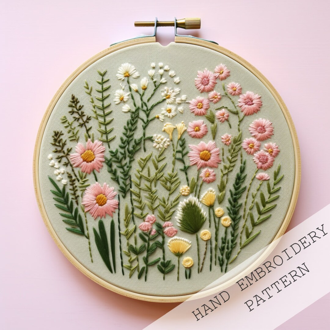 Simple Wildflowers Embroidery Pattern, Instant Download, Beginner ...