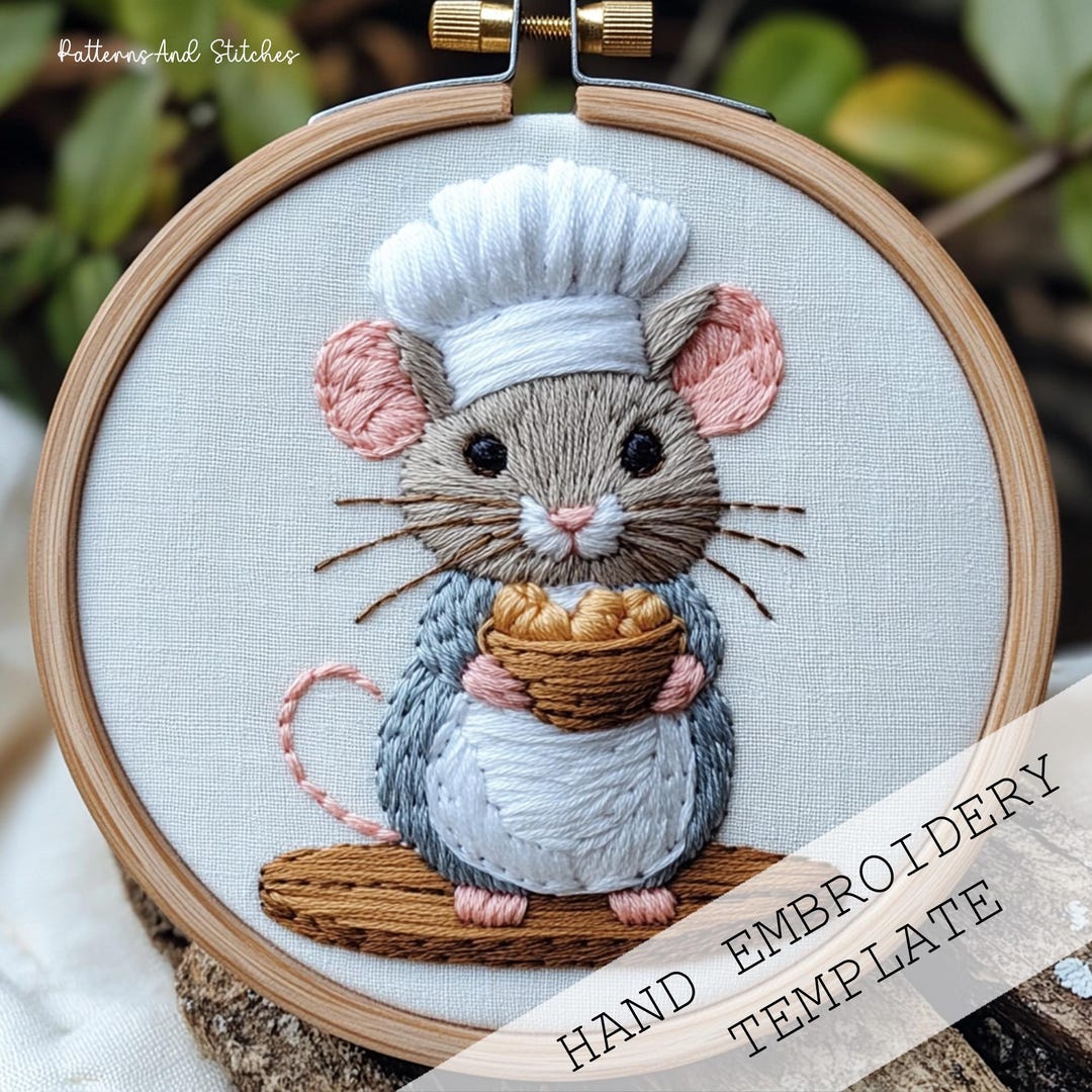 Chef Mouse Embroidery Pattern, Kitchen Hoop Art, Needlecraft (PDF ...