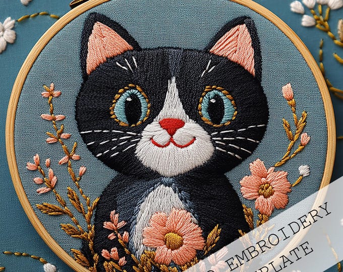 Kitty Hand Embroidery Pattern PDF - Etsy Canada