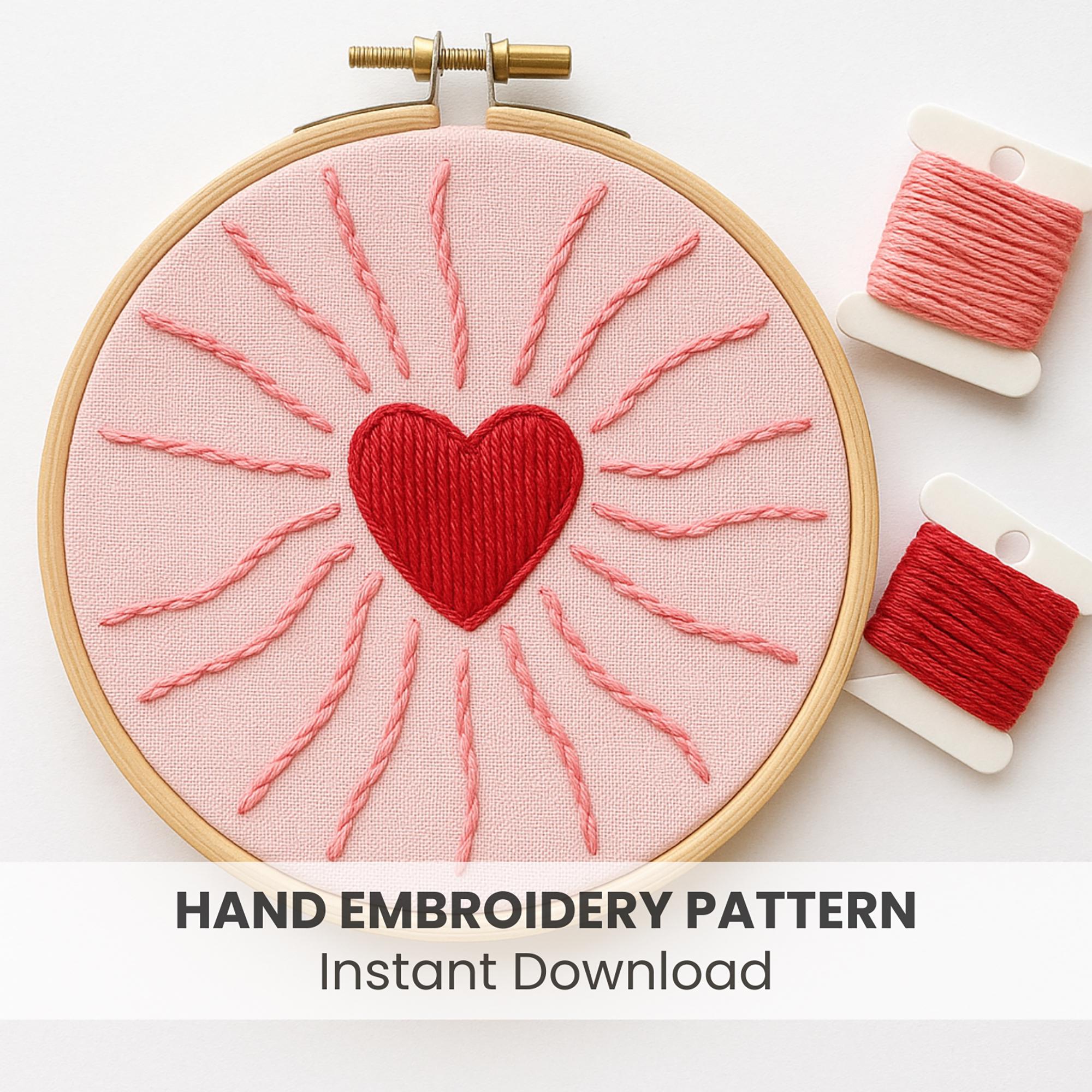 Heart Embroidery Pattern – Valentine's Day Design (digital PDF) - Etsy