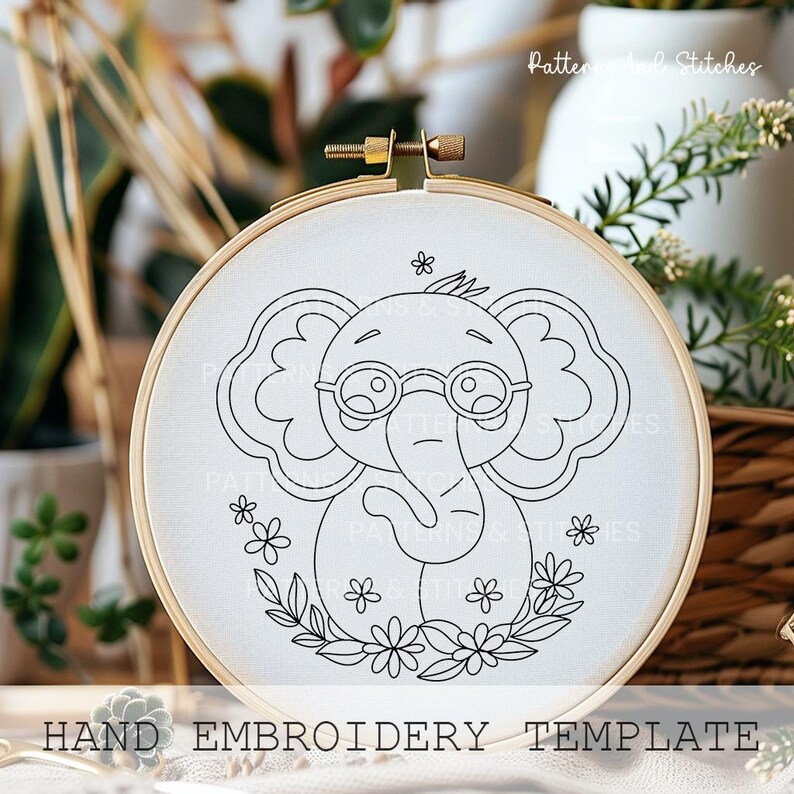Cute Elephant Embroidery, PDF Pattern, Safari Animal Pattern ...
