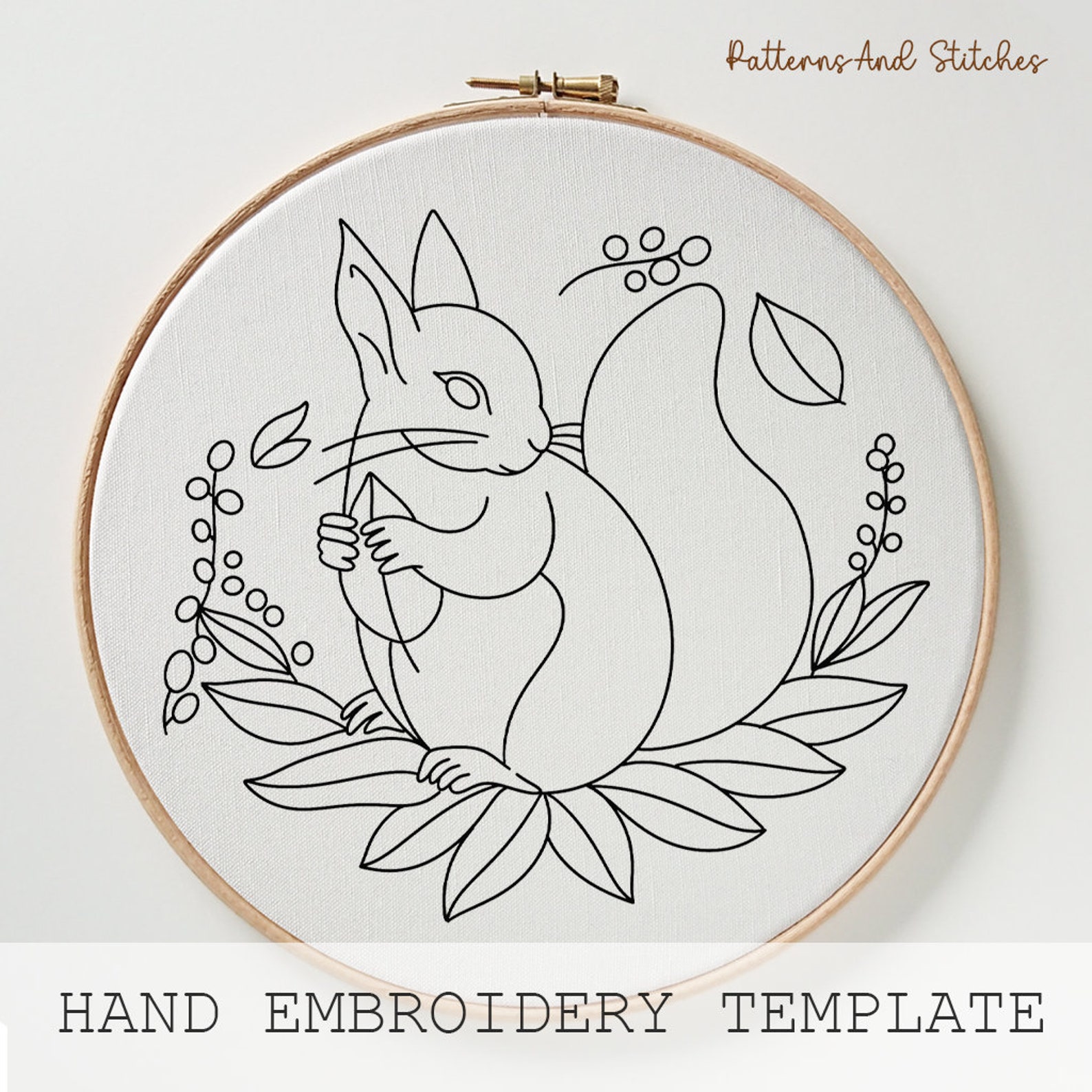 Squirrel Hand Embroidery, Embroidery Design, Squirrel Embroidery ...