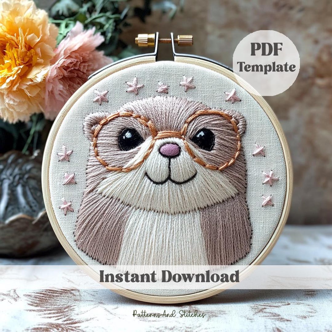 Mole Embroidery Design: Whimsical Mole With Glasses, Instant Download ...