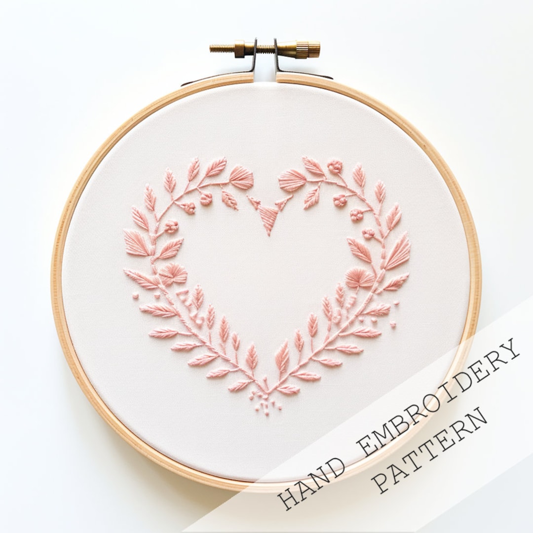 Love Heart Hand Embroidery Pattern, Digital PDF Pattern, Folk Art Hand ...