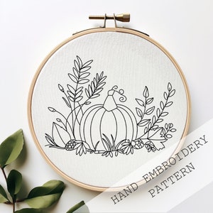 Pumpkin Embroidery Pattern, Embroidery Pattern, Autumn Design, Beginner ...