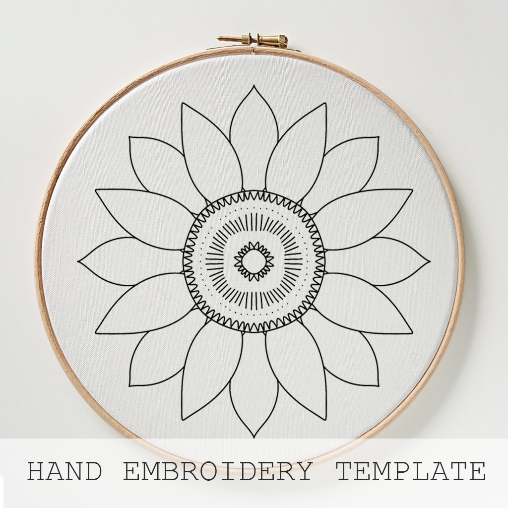 Sunflower Embroidery Template Pattern, Sun Flower Embroidery Design ...