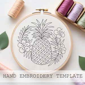 Tropical Embroidery Pattern, PDF Download, Cute Pineapple DIY, Fruit ...