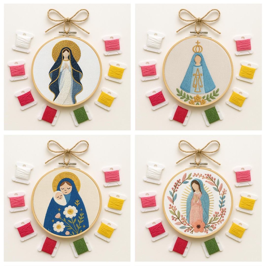 Virgin Mary Hand Embroidery Patterns: DIY Church Decoration, Idea Gift ...