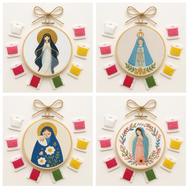 Virgin Mary Hand Embroidery Patterns: DIY Church Decoration, Idea Gift ...