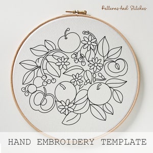 Apples Hand Embroidery Pattern, Autumn DIY Wall Art,botanical ...