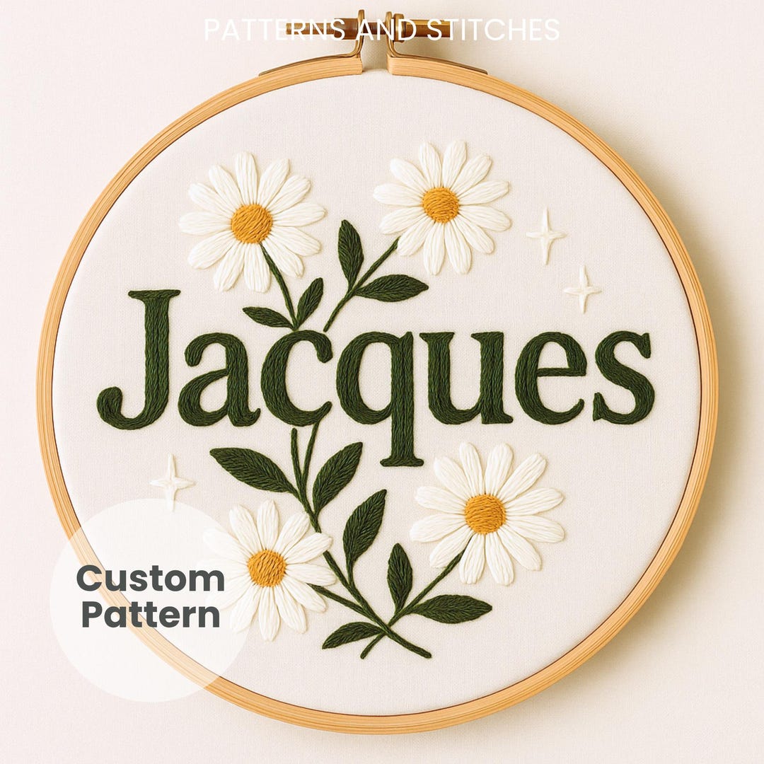 Custom Floral Name Embroidery Pattern: Nursery Decor (PDF Downloadable ...