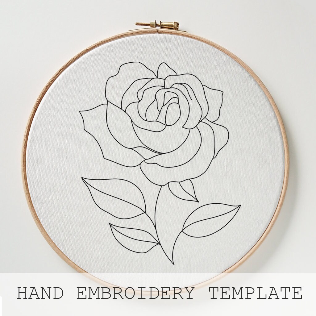 Pink Rose Embroidery Pattern, Embroidery Pattern, Floral Embroidery ...
