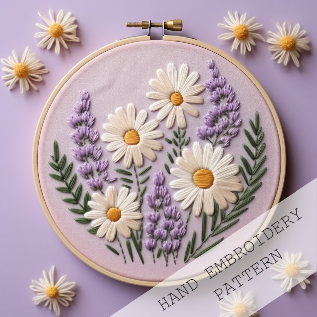 Wild Daisy Embroidery Pattern, Botanical Embroidery, PDF Pattern ...
