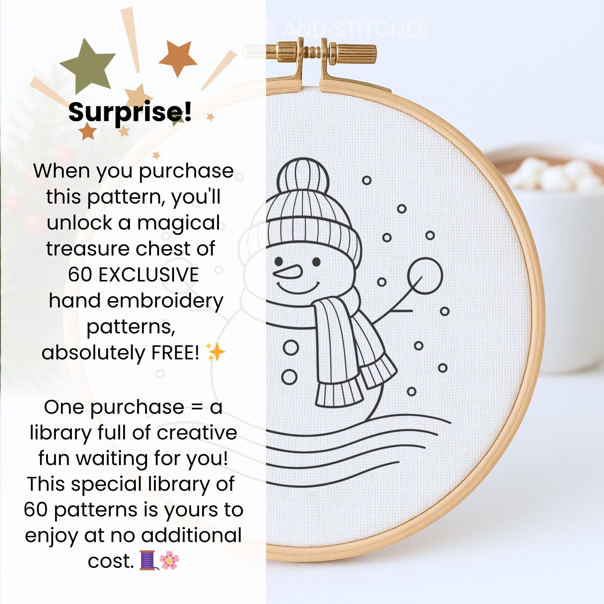 Pink Snowman Hand Embroidery Pattern: Festive Winter Design, Printable ...