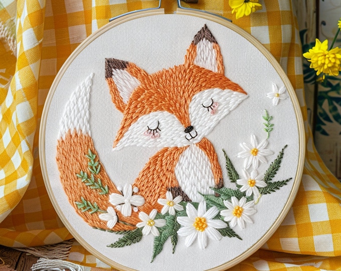 Fox Hand Embroidery Pattern Printable Woodland Animal Digital ...