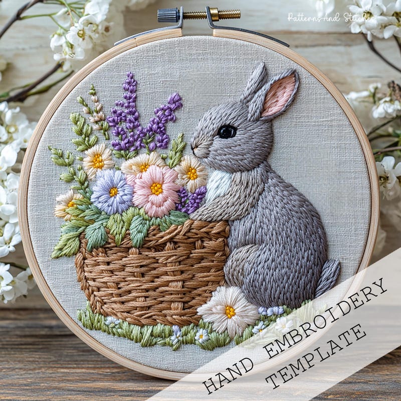 Rabbit Hand Embroidery Pattern - Etsy