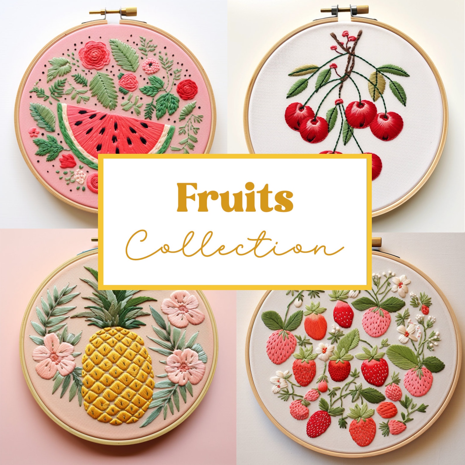 MINI BUNDLE PACK Fruits Embroidery Patterns, All Current and Future ...