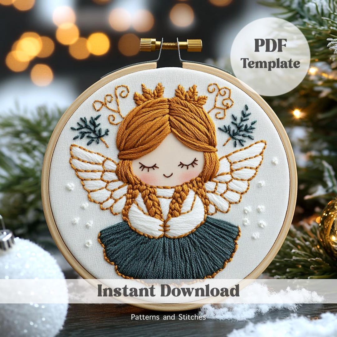 Little Angel Embroidery Pattern: Christmas DIY Craft (PDF Template) - Etsy