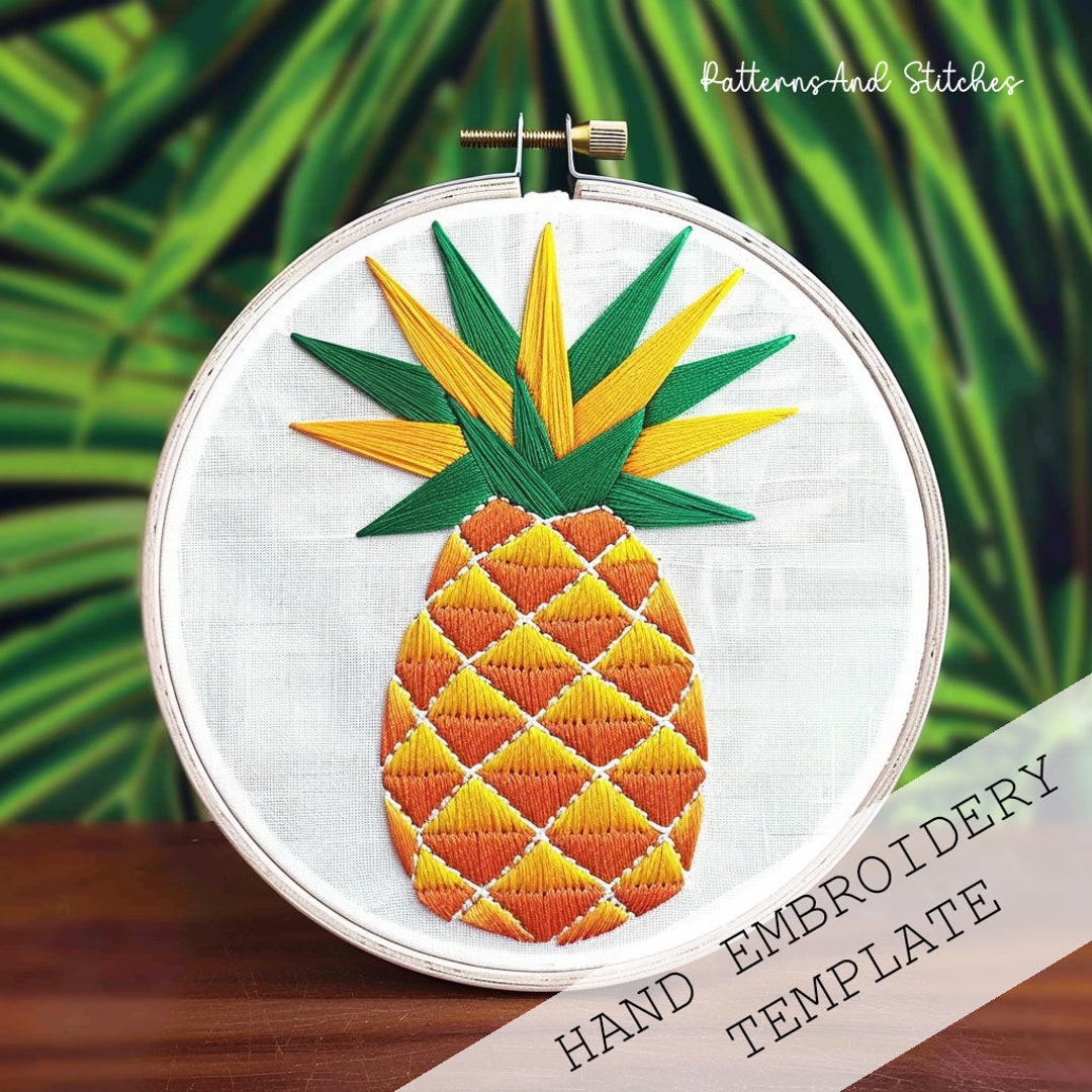 Geometric Pineapple Embroidery Pattern, Hand Embroidery Pattern ...