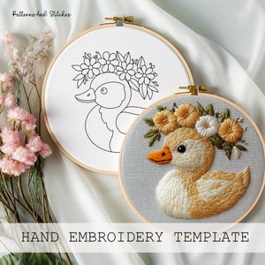 Duck Embroidery Pattern, DIY Hand Embroidery Design, Duckling With ...